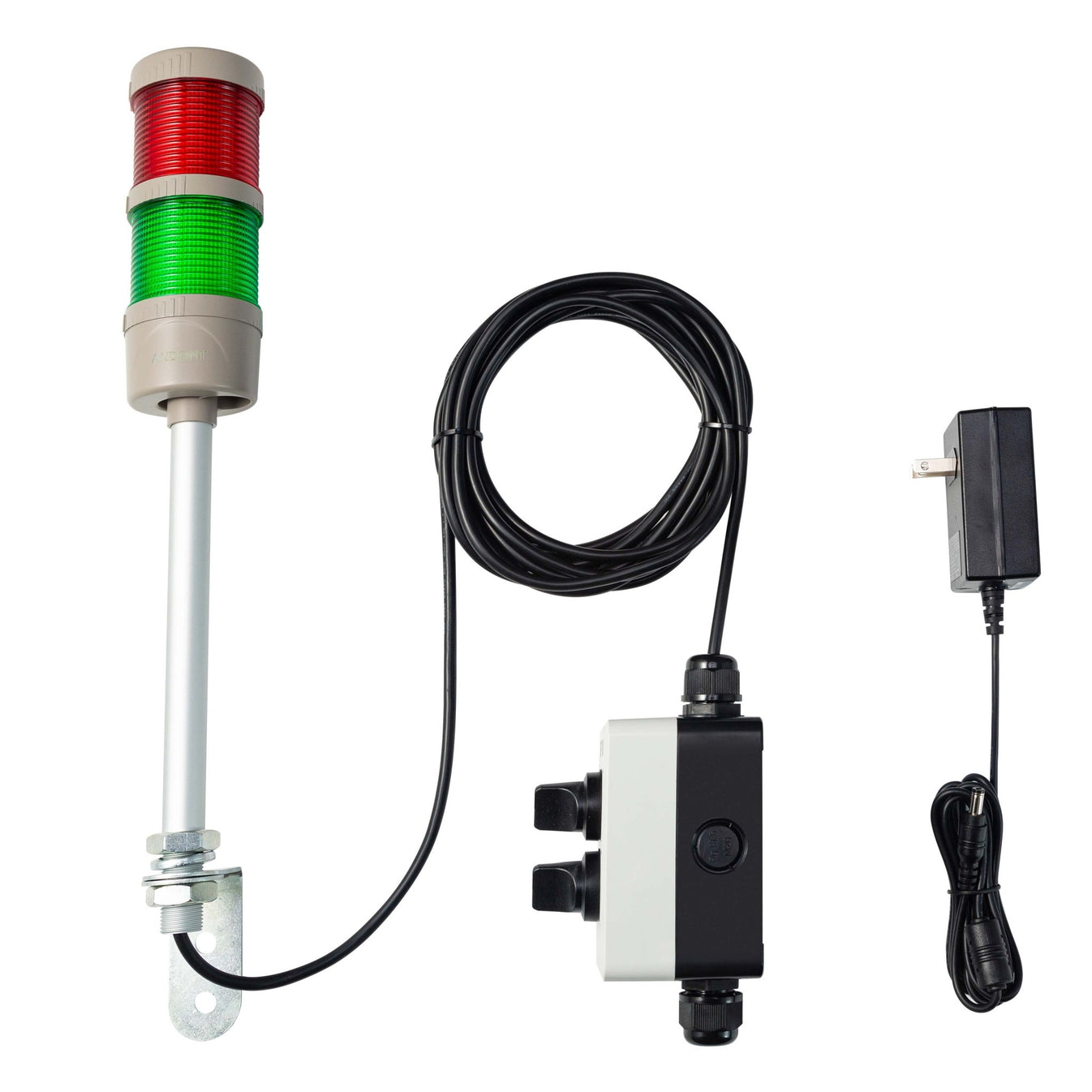 ANDONT 2-Stack LED Andon Tower Signal Light with Buzzer, Red/Green, On